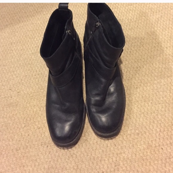 Topshop | Shoes | Topshop Black Leather Military Booties | Poshmark